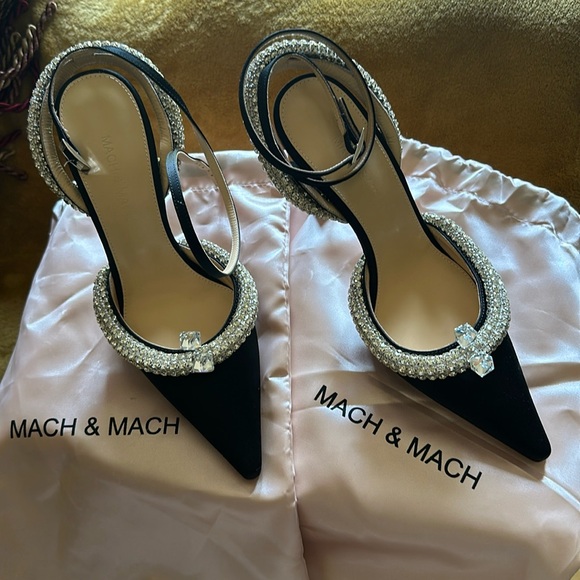 MACH & MACH | Shoes | Mach Mach New Georgia Crystal Embellished Black ...